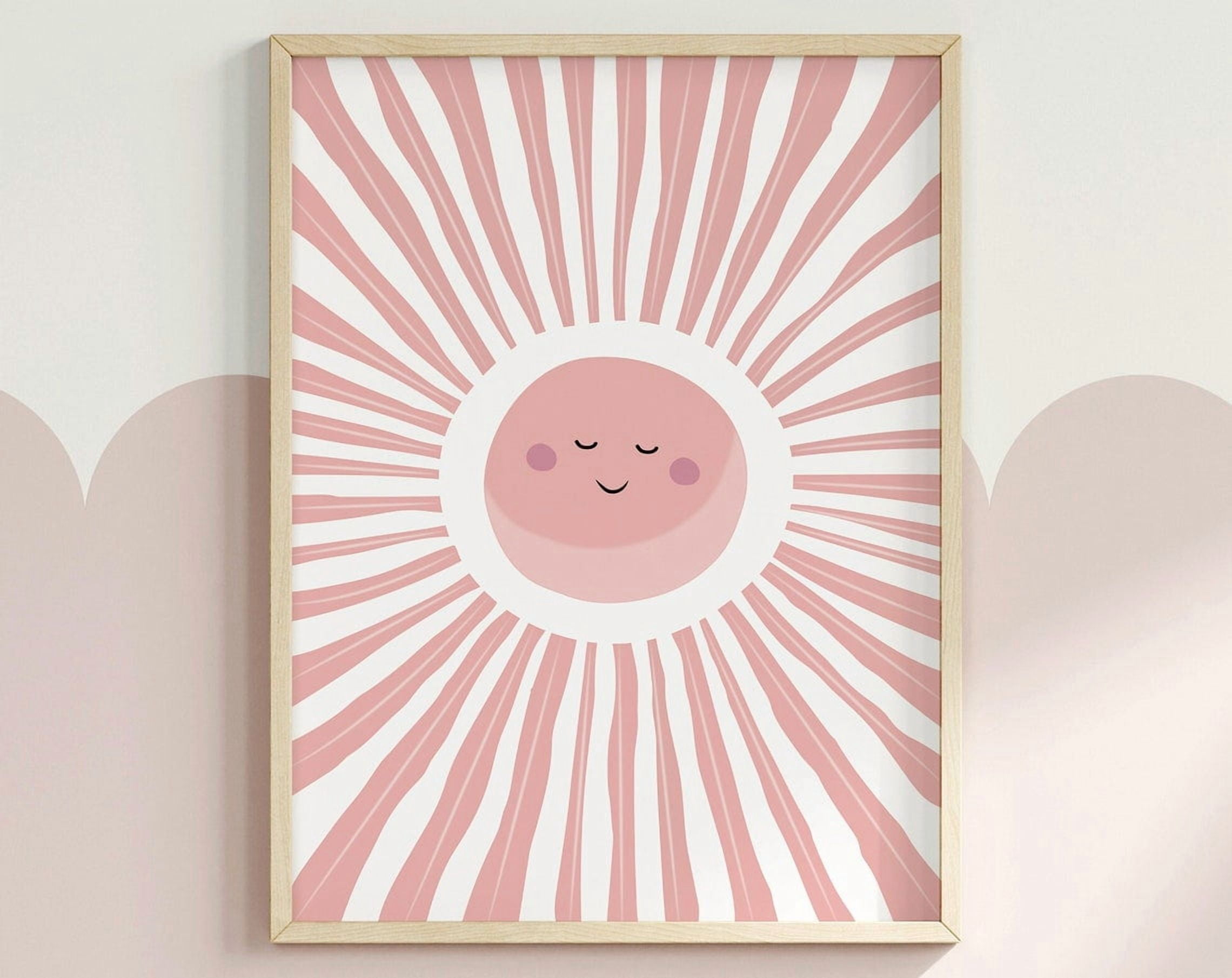 Miluva Pink Boho Nursery Sun Poster, Boho Sun Wall Art, Sun, Kid And ...