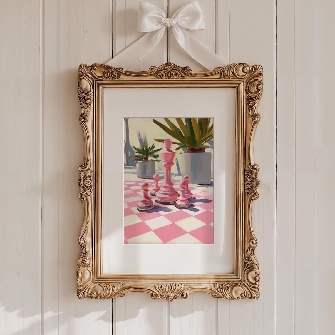 Miluva Pink Chess Pieces Wall Art, Preppy Room Decor, Girly Coquette ...