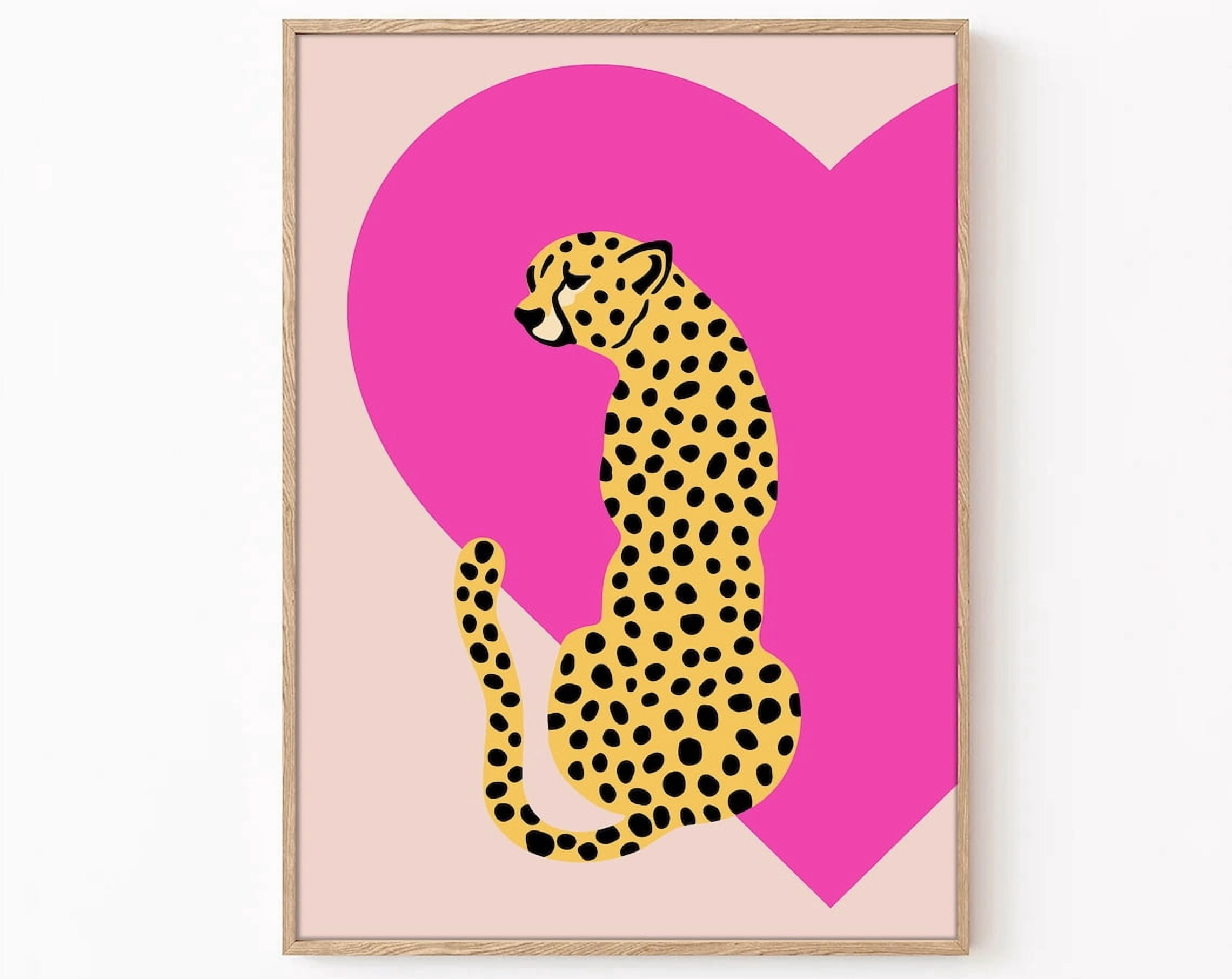 Miluva Pink Colour Poster, Cheetah Poster, Leopard Print, Heart Print ...