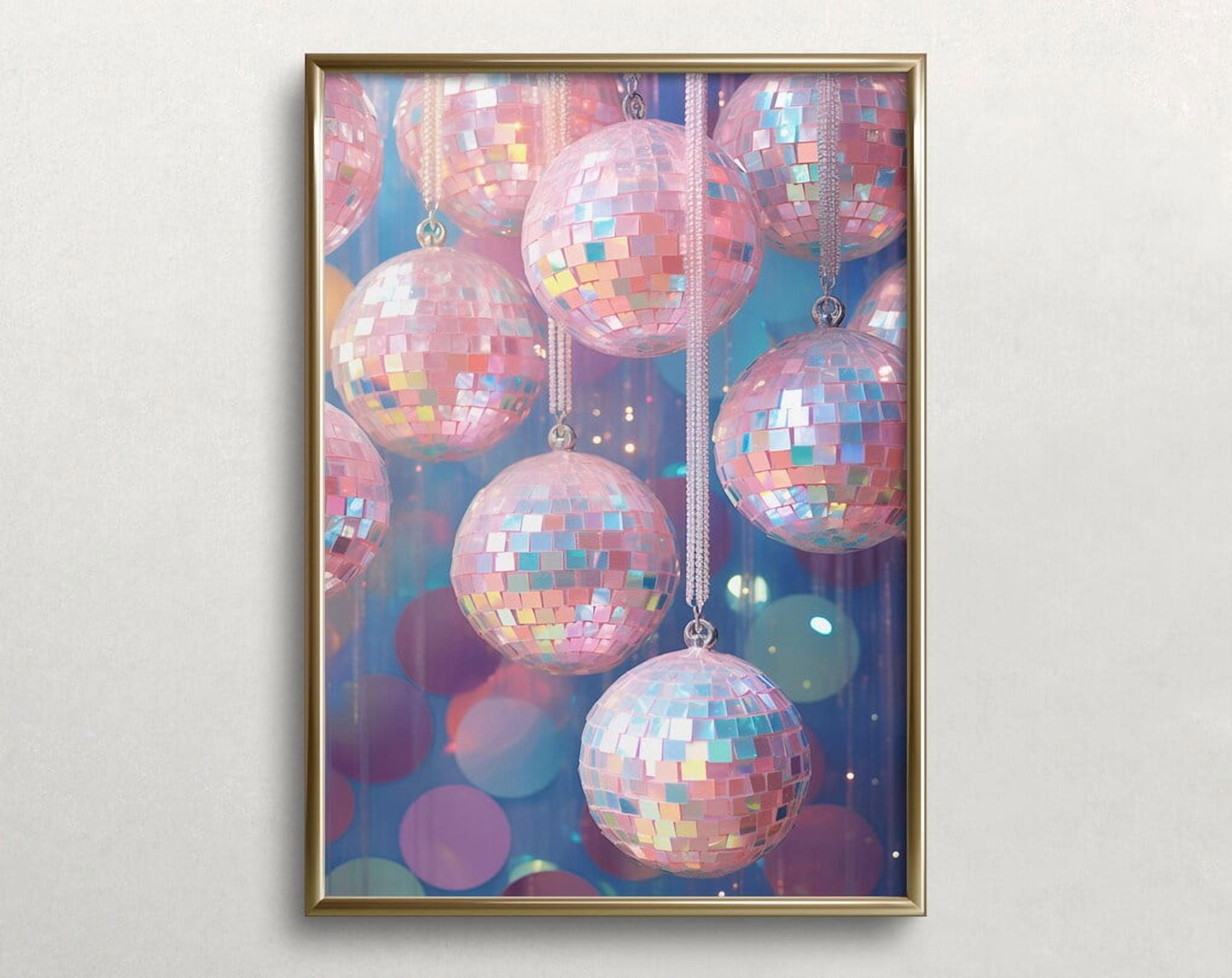 Miluva Pink Disco Balls Disco Ball Art Pink Wall Decor Soft Pastel ...