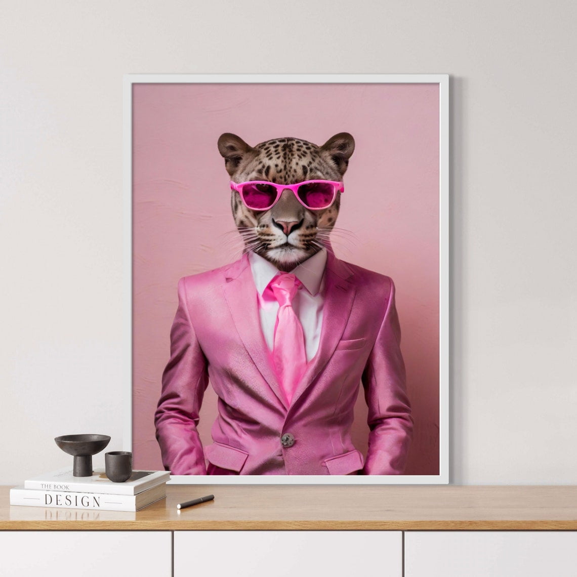 Miluva Pink Jaguar, Ai Generated, Vintage Portrait, Suit, Animal ...