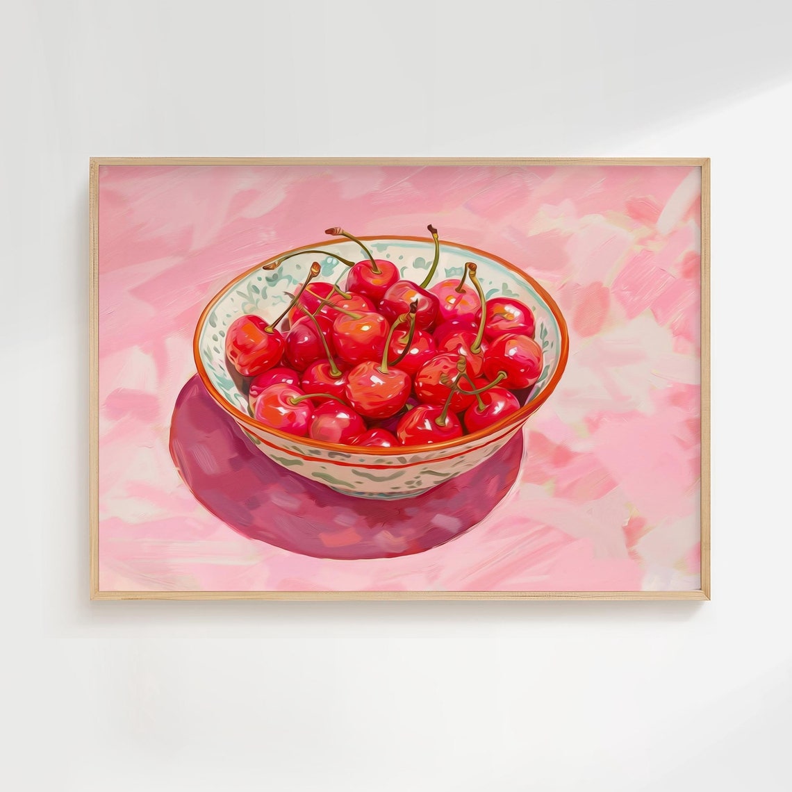 Miluva Pink Kitchen Print, Red And Pink Cherries, Preppy, Dorm Room ...