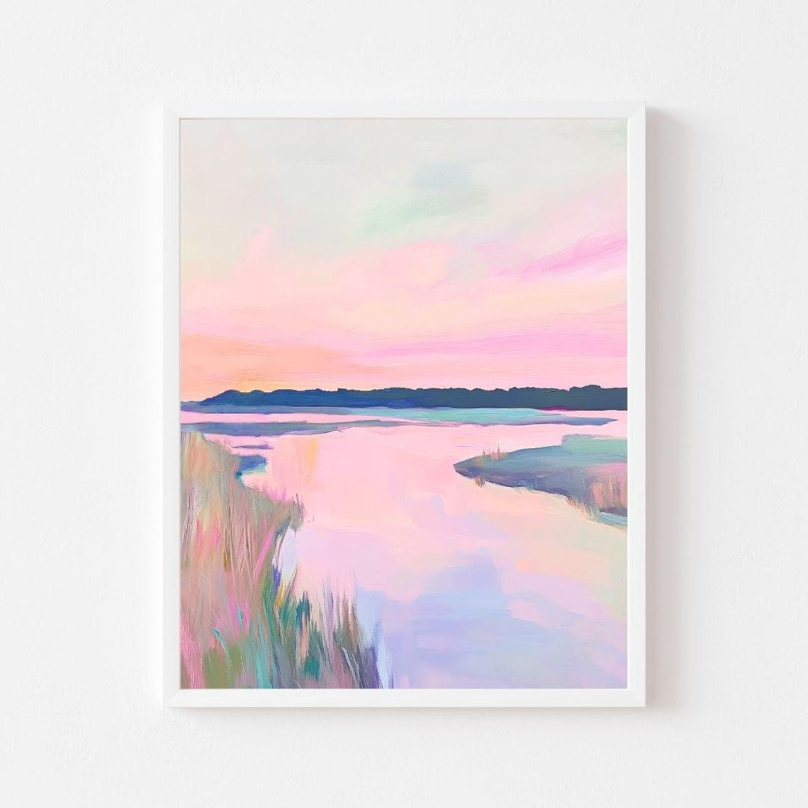 Miluva Pink Marsh Sunset Landscape Colorful Pastel Carolina Wall Art ...