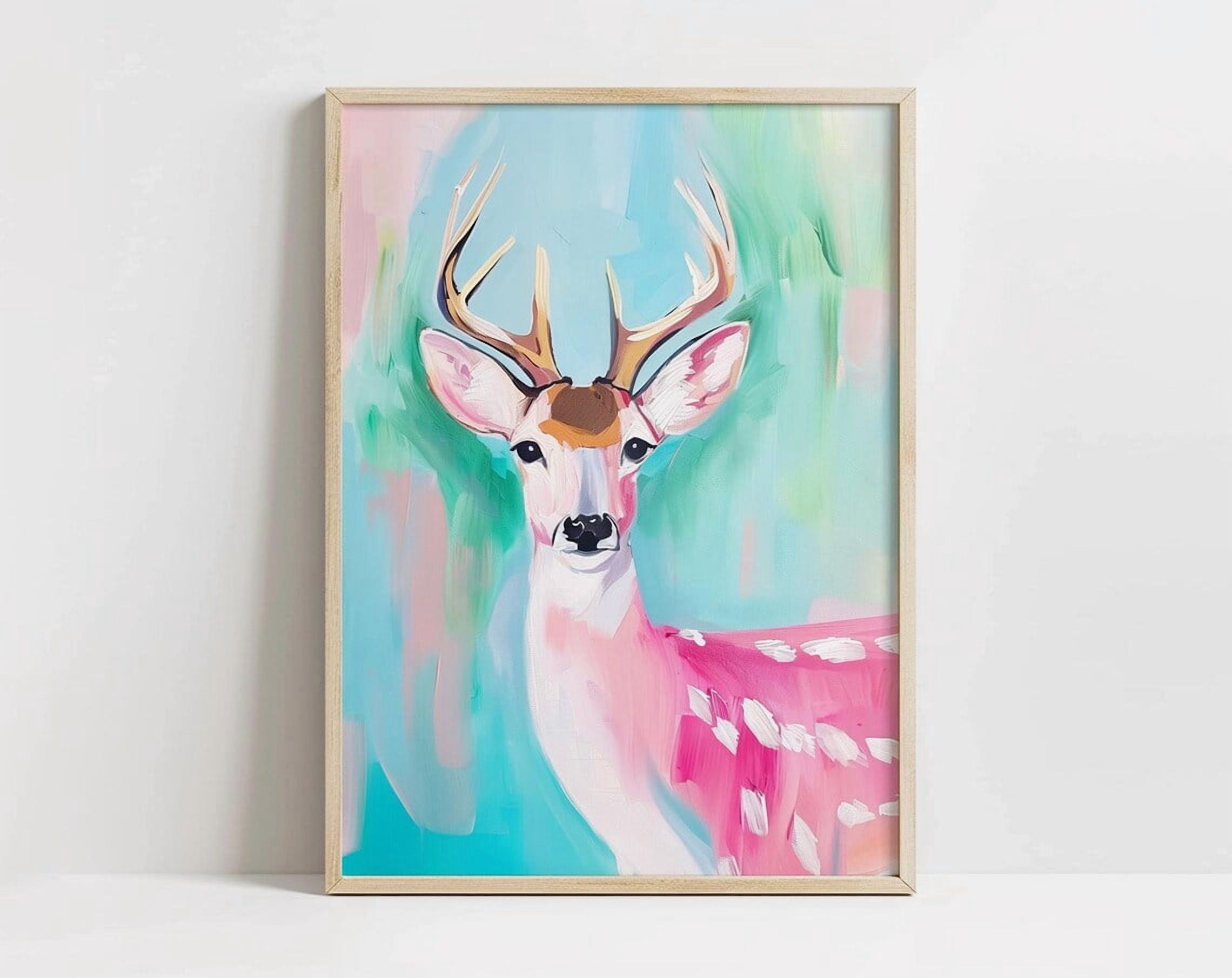 Miluva Pink Pastel Deer , Girly Pastel Wall Art, Printable Colorful Kid ...
