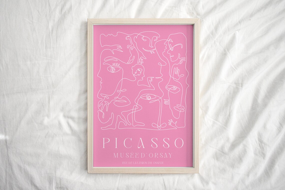 Miluva Pink Picasso Faces Poster, Pink Wall Art, Modern Wall Art ...