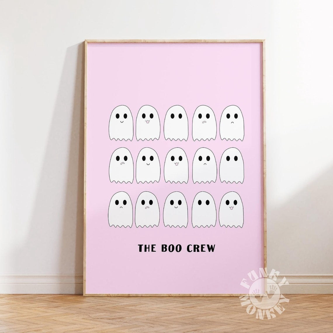 Miluva Pink Pink, Cute Ghosts Wall Art Print, Poster, The Boo Crew ...