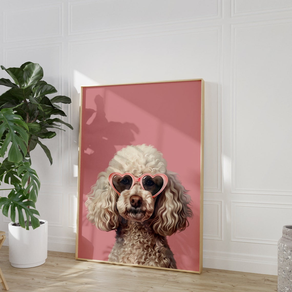 Miluva Pink Poodle Print, Funky Poster, Preppy Art, Poodle Dog, Cute ...
