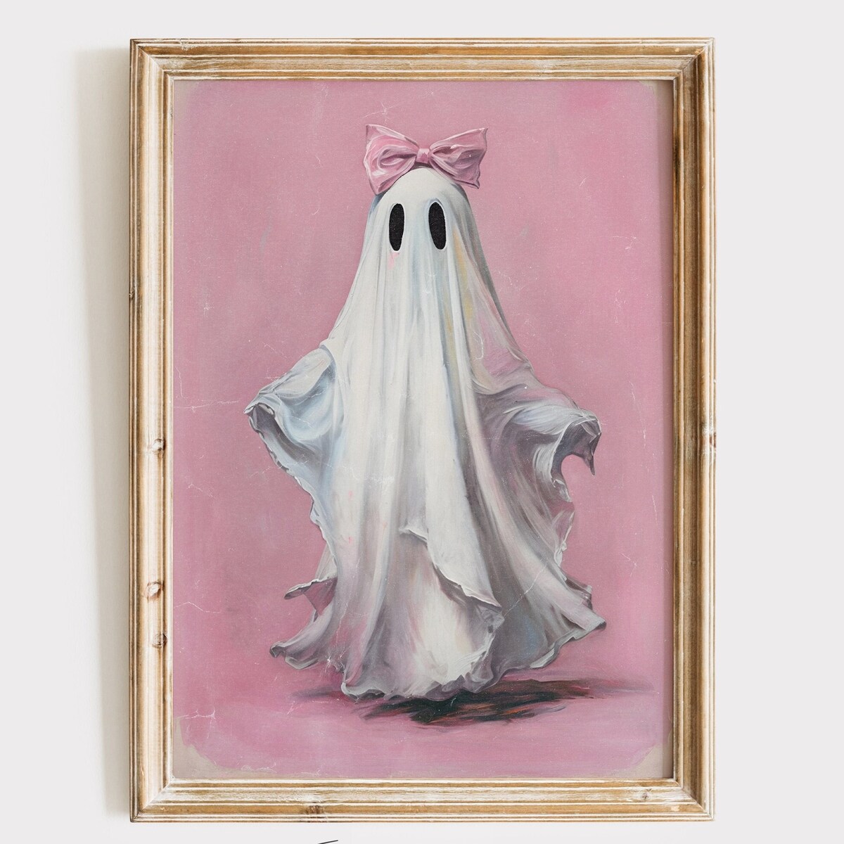 Miluva Pink ghost wall art ghost with pink bow print pink halloween ...