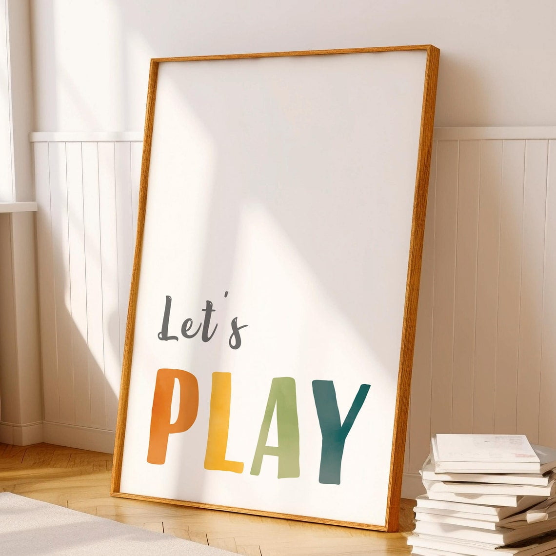Miluva Let'S Play Poster, Bright Rainbow Playroom Decor, Playroom Sign ...