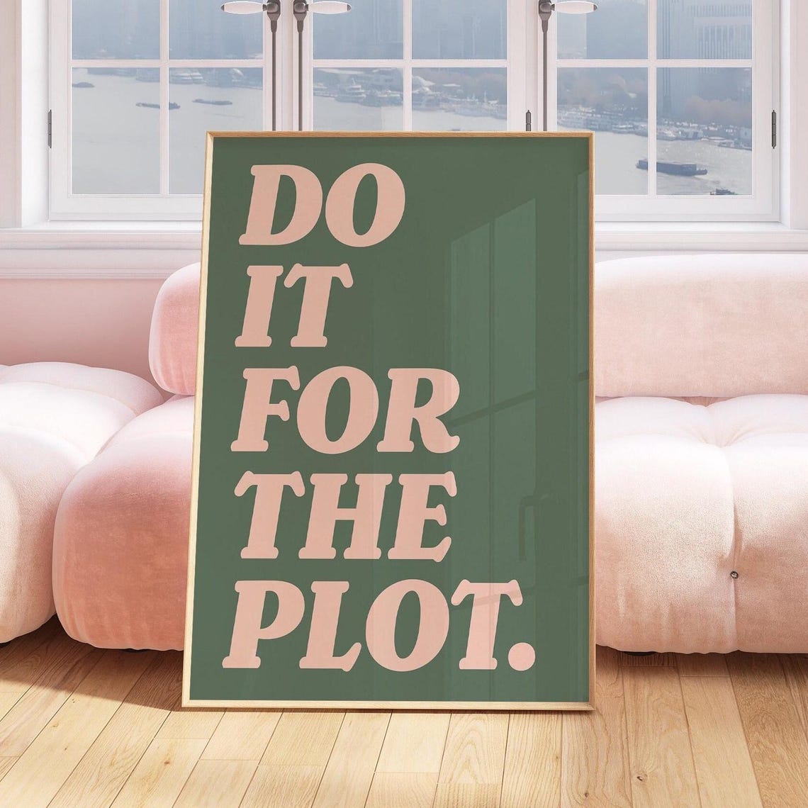 Miluva Do It For The Plot Print, Trendy Wall Art Sage Green And Pink ...