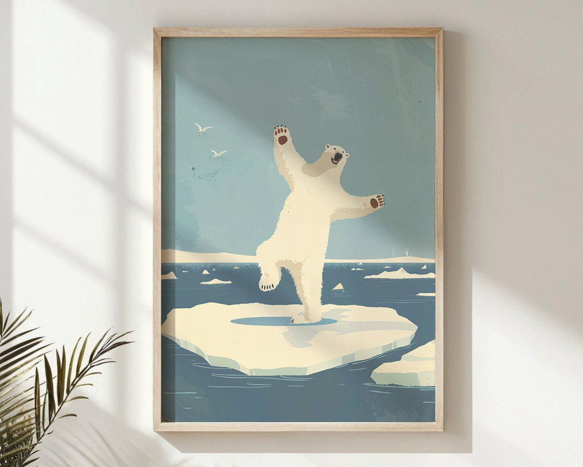 Miluva Polar Bear Nursery Wall Art Arctic Animal Kids Poster Printable ...