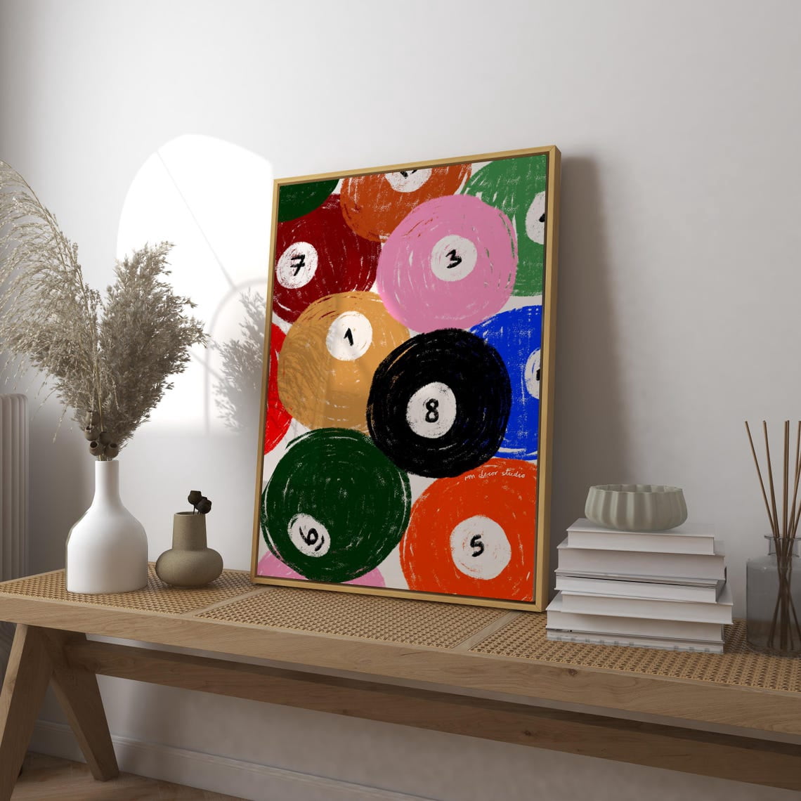 Miluva Pool Balls Art Print Poster, Vintage Food Print, Trendy Retro ...