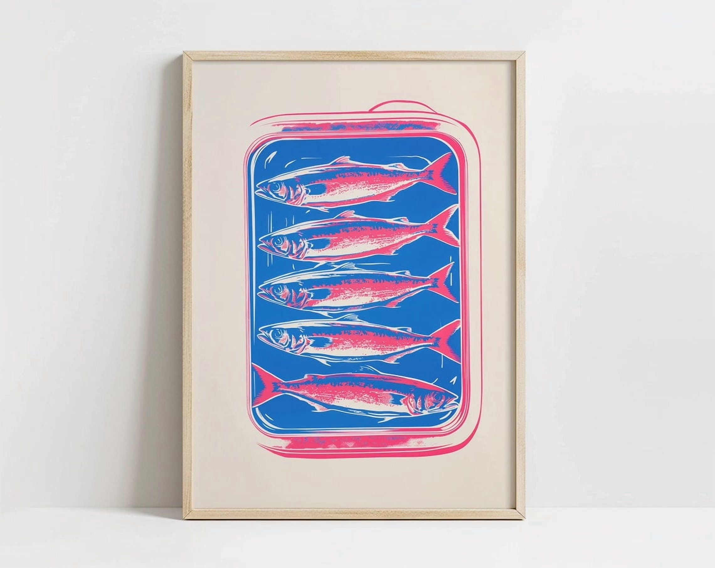 Miluva Pop Art Sardines Poster, Printable Abstract Fish Art, Sardine ...