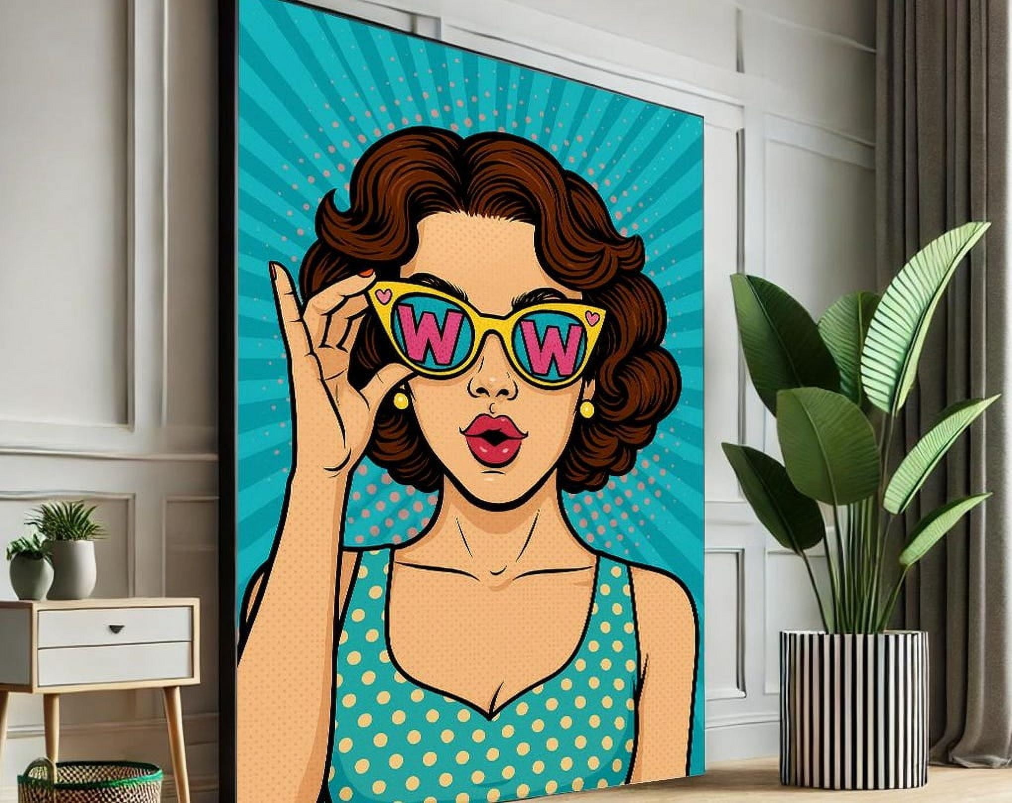 Miluva Pop Art Wow Woman , Retro Comic Girl Wall Art, Colorful Pop ...