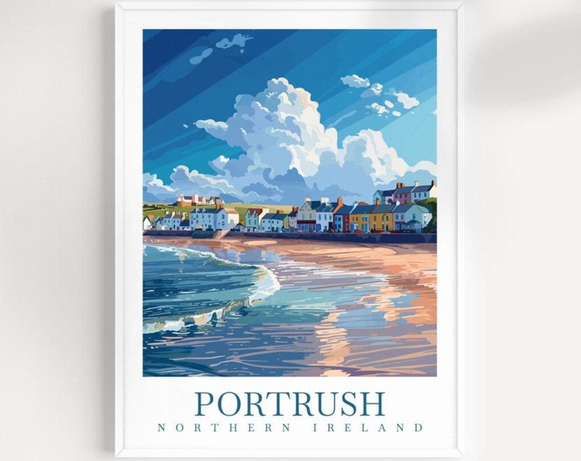 Miluva Portrush Travel Poster Portrush Print Northern Ireland Art Print ...