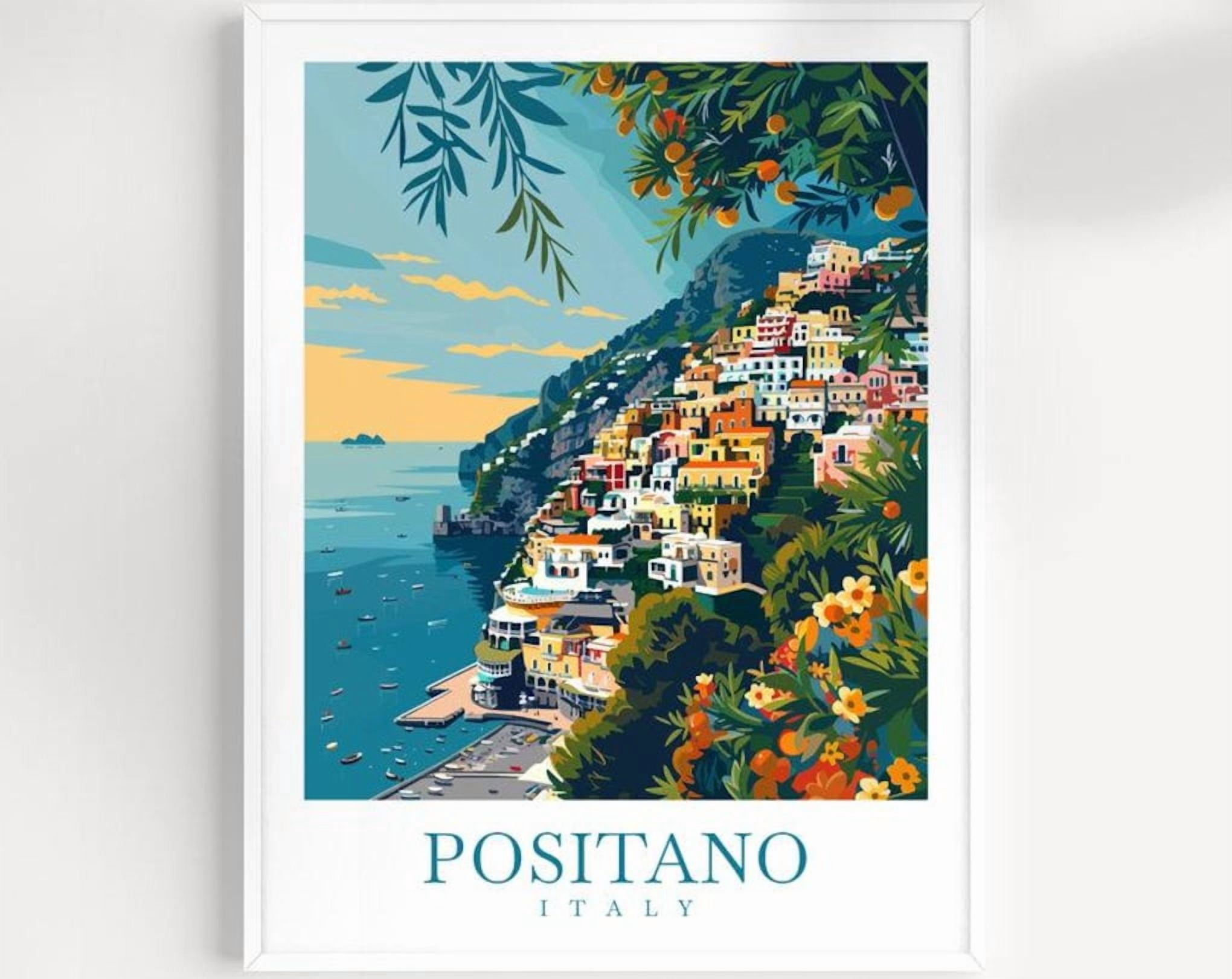 Miluva Positano Travel Print Art Positano Poster Italy Wall Art Decor ...