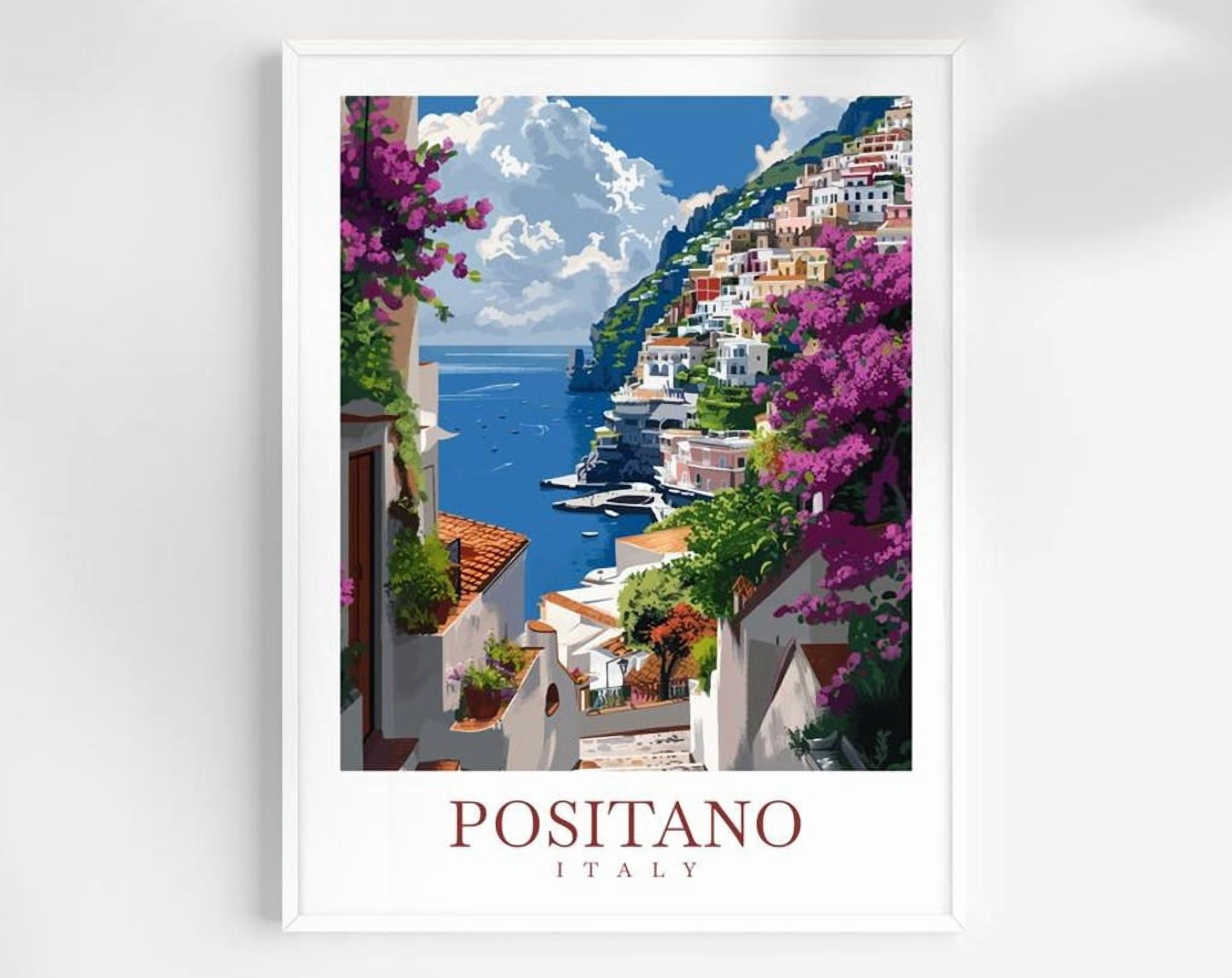 Miluva Positano Travel Print Positano Poster Italy Wall Art Decor ...