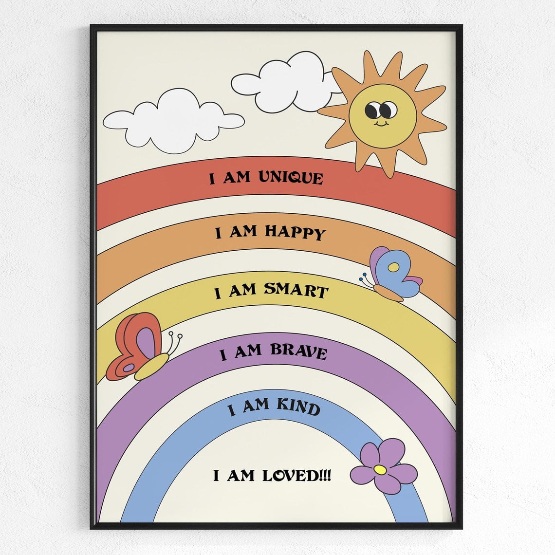 Miluva Positive Affirmations Rainbow Poster, Retro Motivation Poster ...