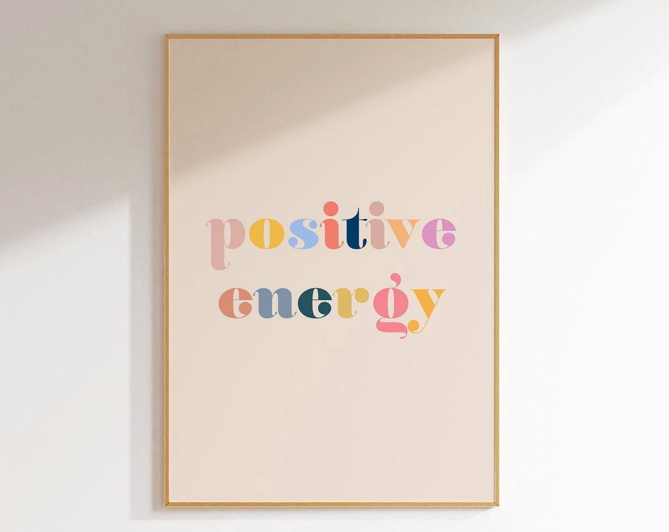 Miluva Positive Energy Motivational Quote Print, Dorm Wall Art, Pink ...