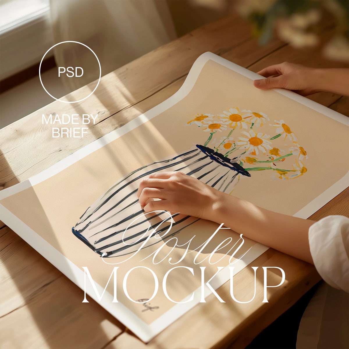 Miluva Poster Mockup With Person Flatlay Flat Mockup Close Up Detail ...