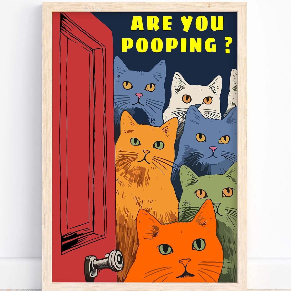 Miluva Posters Pooping Print Bathroom Cat Print For Toilet Wall Art ...