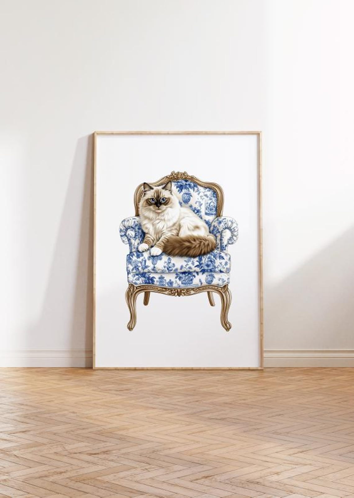 Miluva Preppy Ragdoll Cat Art Print, Chinoiserie Aesthetic Ragdoll Dog ...