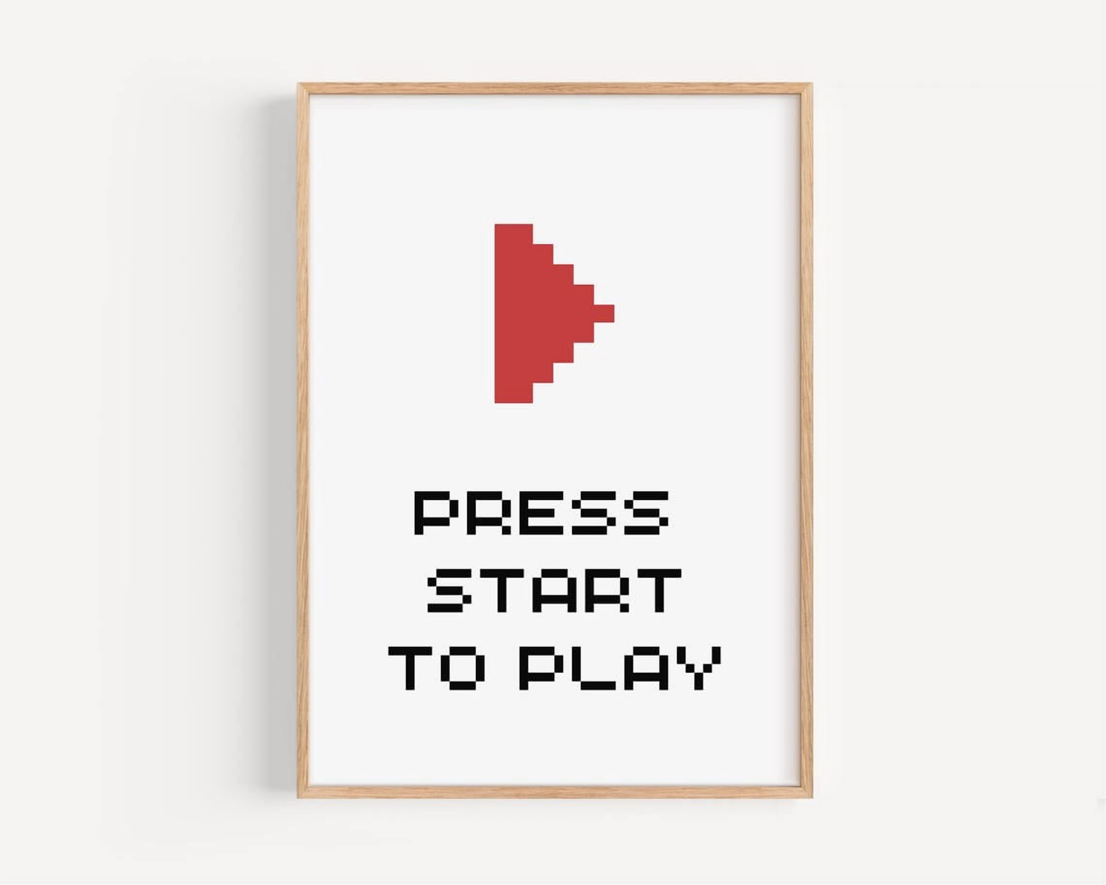 Miluva Press Start To Play Pixel Art Poster - Retro Gaming Wall Art For ...