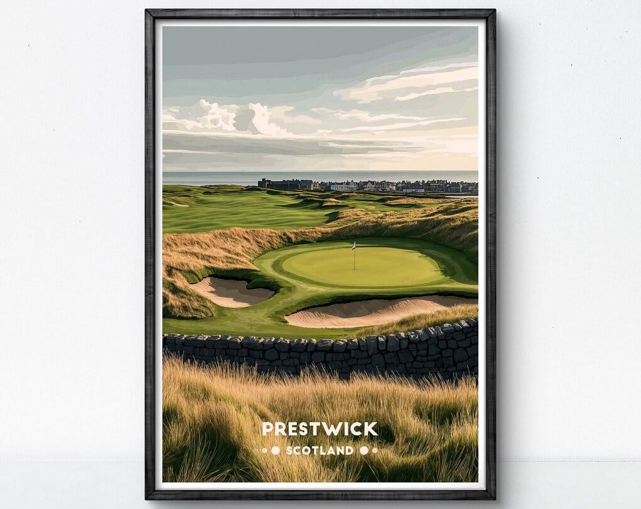 Miluva Prestwick Golf Poster, Scotland Golf Art Print, Historic Links ...