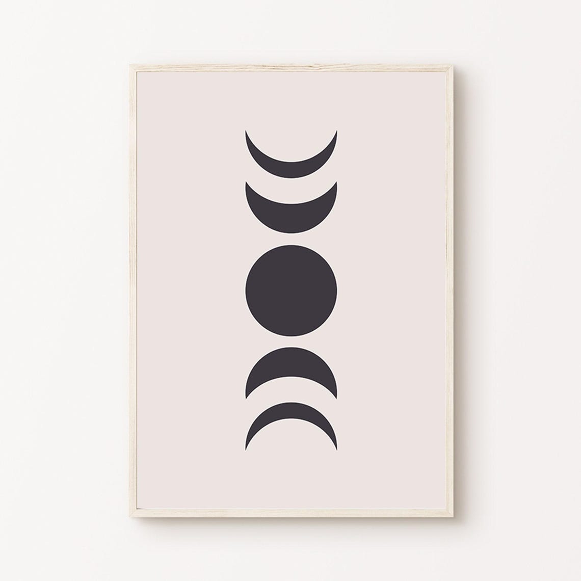 Miluva Printable Boho Moon Phases Wall Art, Mid-Century Print, Neutral ...