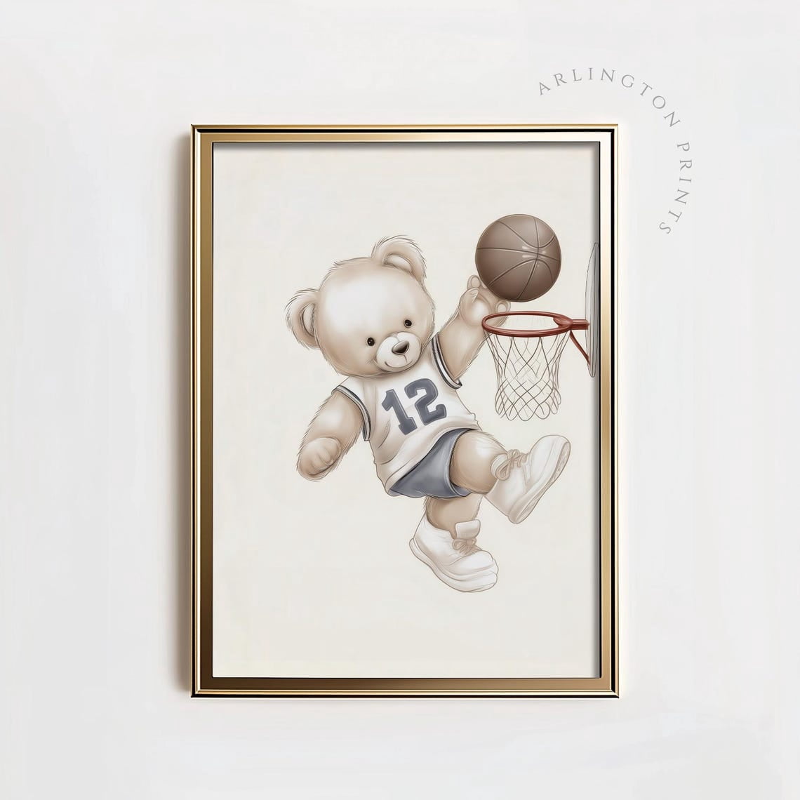 Miluva Printable Boys Sports Nursery Art, Basketball Bear Wall Art For ...