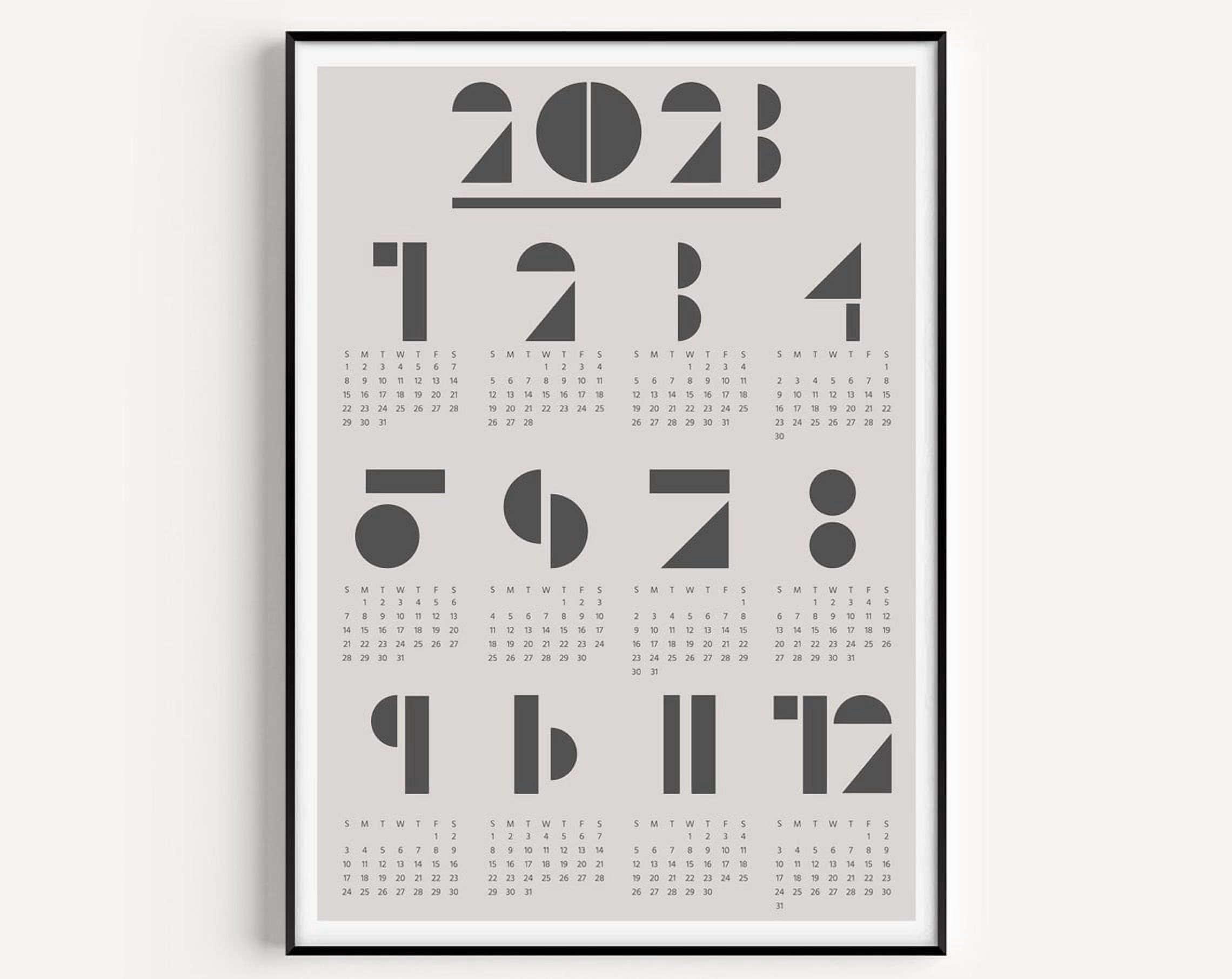 Miluva Printable Calendar, Grey Calendar, 2023 Calendar, 2023 Wall ...