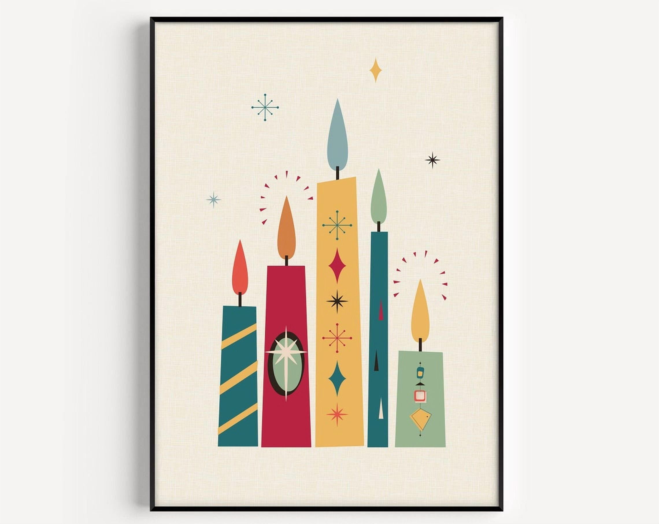 Miluva Printable, Candle Art Print, Print, Mid Century Modern, Candles ...