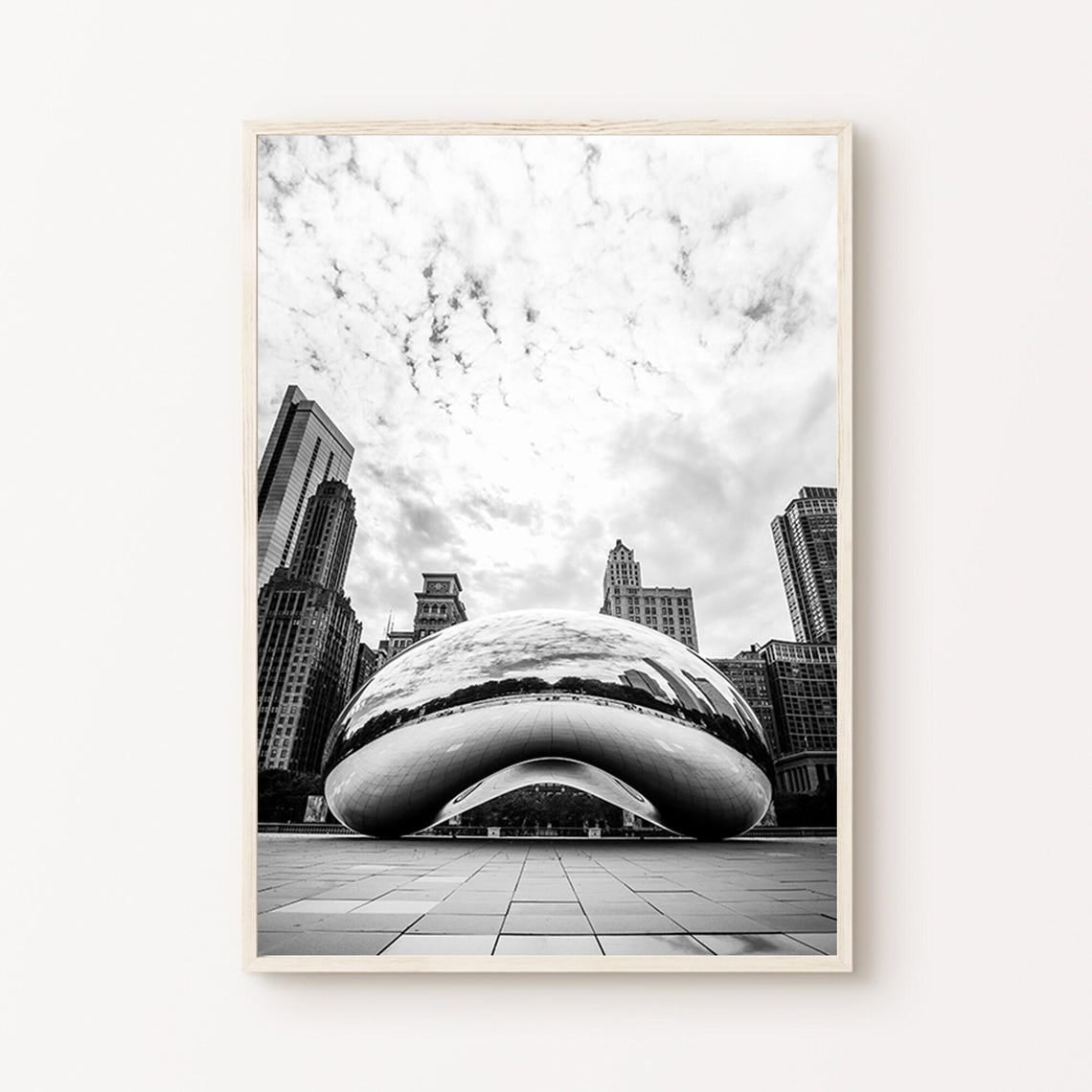 Miluva Printable Chicago Photography, Chicago Skyline Cloud Gate Print, Chicago Black And White ...
