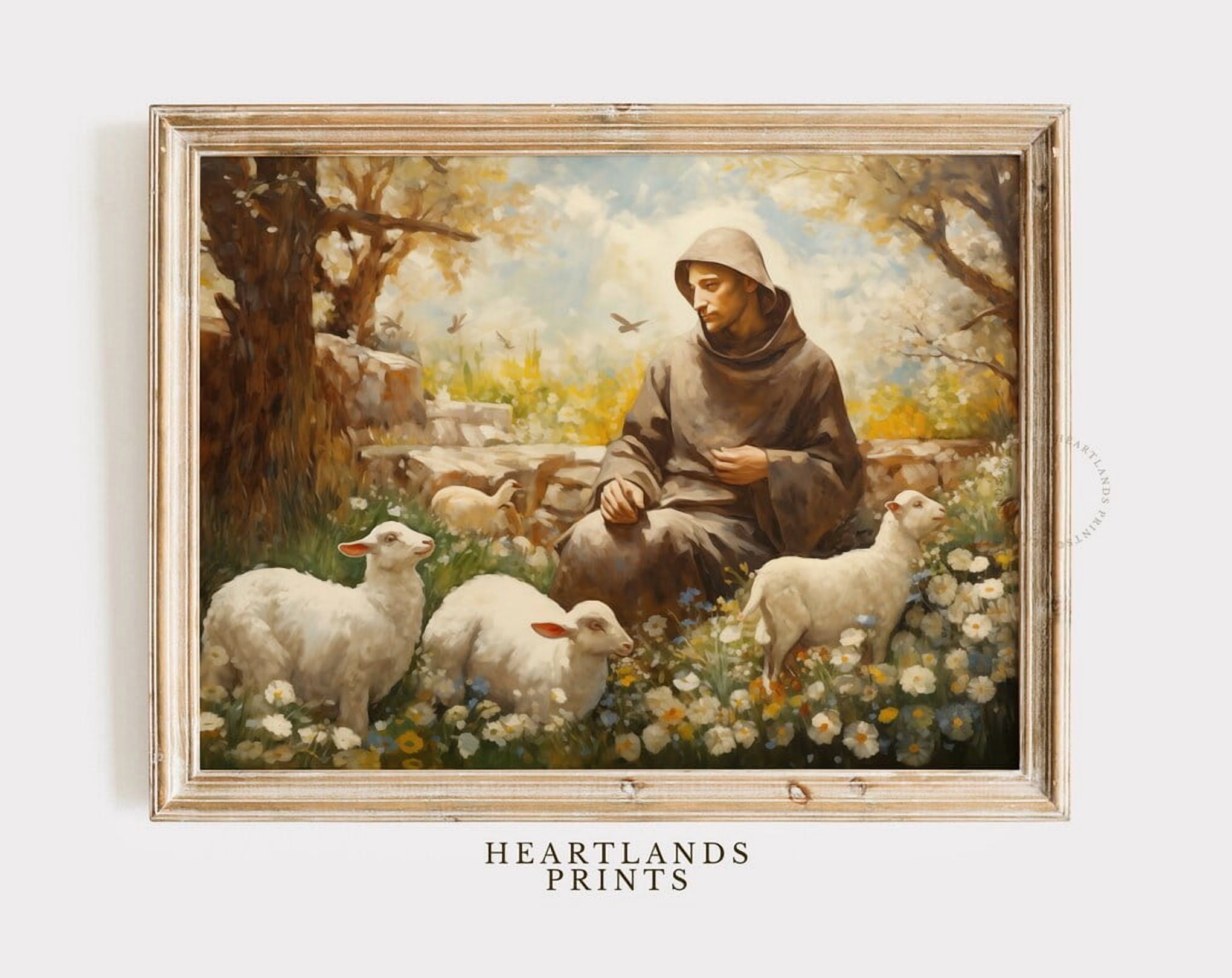 Miluva Printable Christian Artwork St Francis Of Assisi With Lamb Wall ...