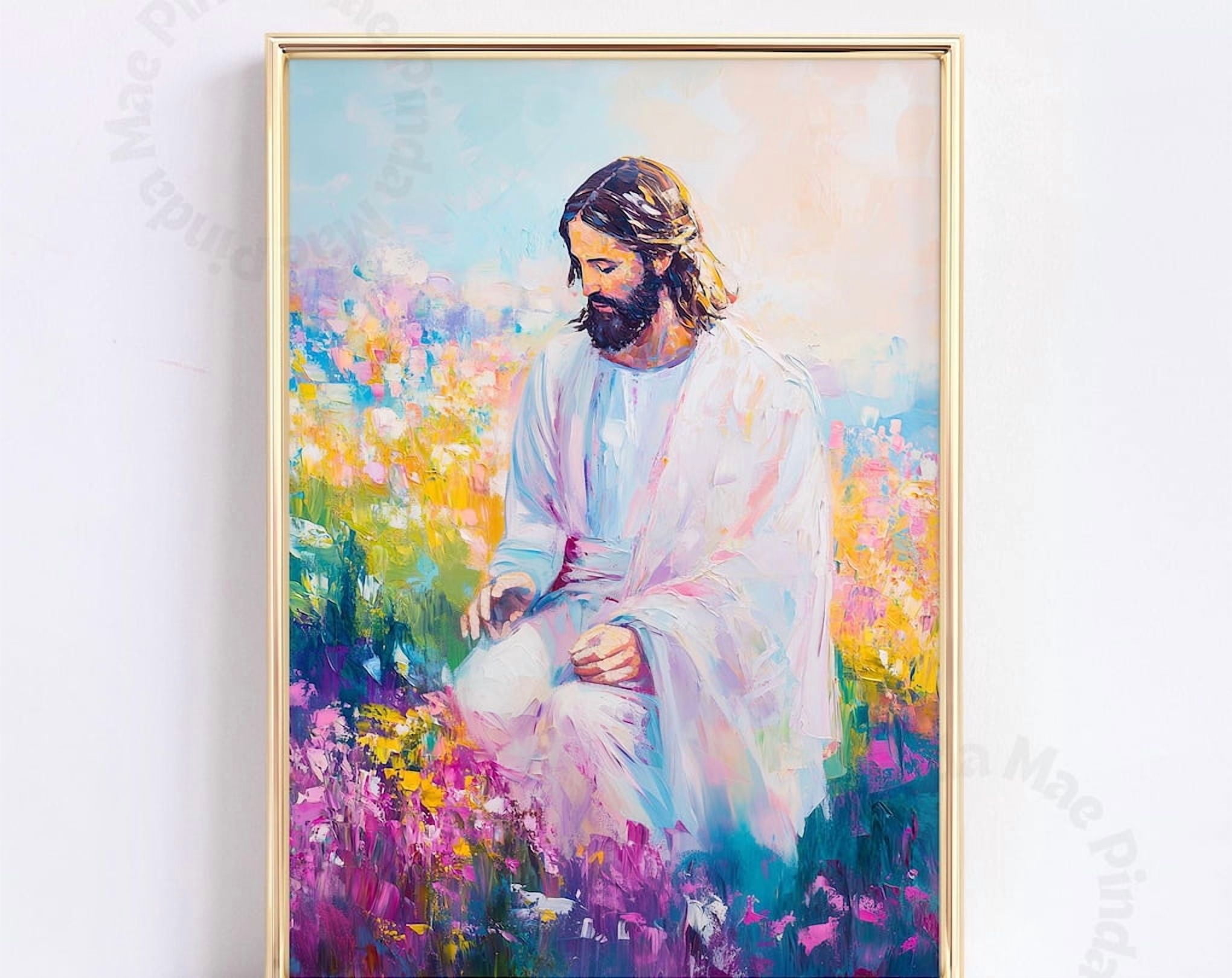Miluva Printable Jesus Art, Wildflowers Spring Wall Art, Colorful ...
