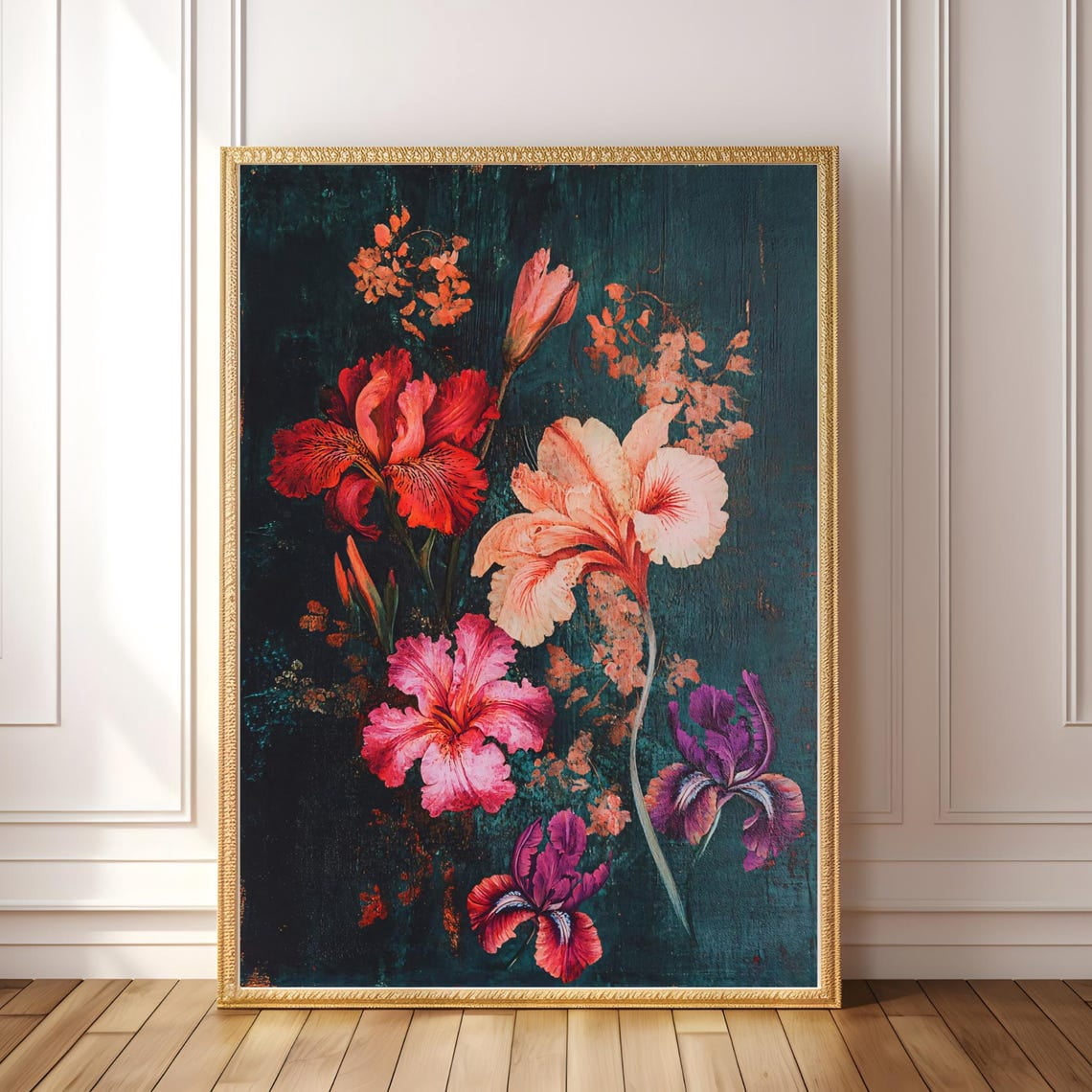 Miluva Printable Moody Floral Wall Art Dark Botanical Iris Print ...