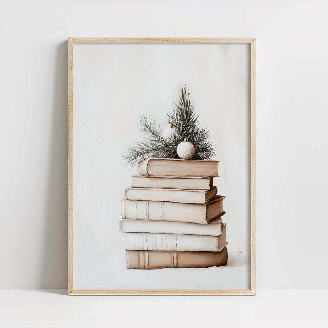 Miluva Printable Muted White Home Decor, Winter Book Stack Still Life ...