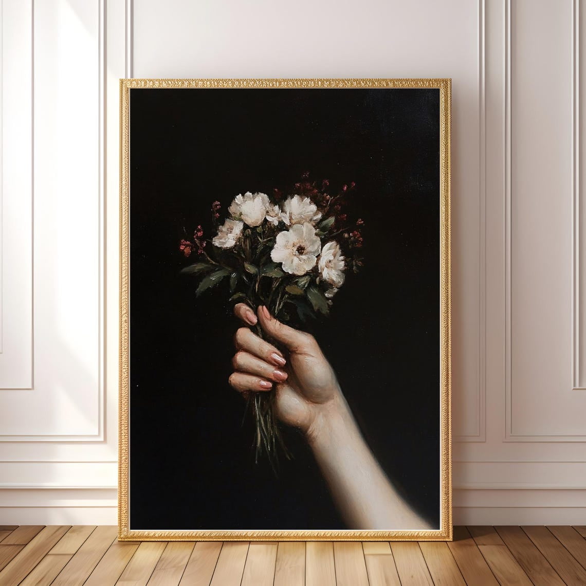 Miluva Printable Renaissance , Flower Hand, Victorian Wall Art, Dark ...