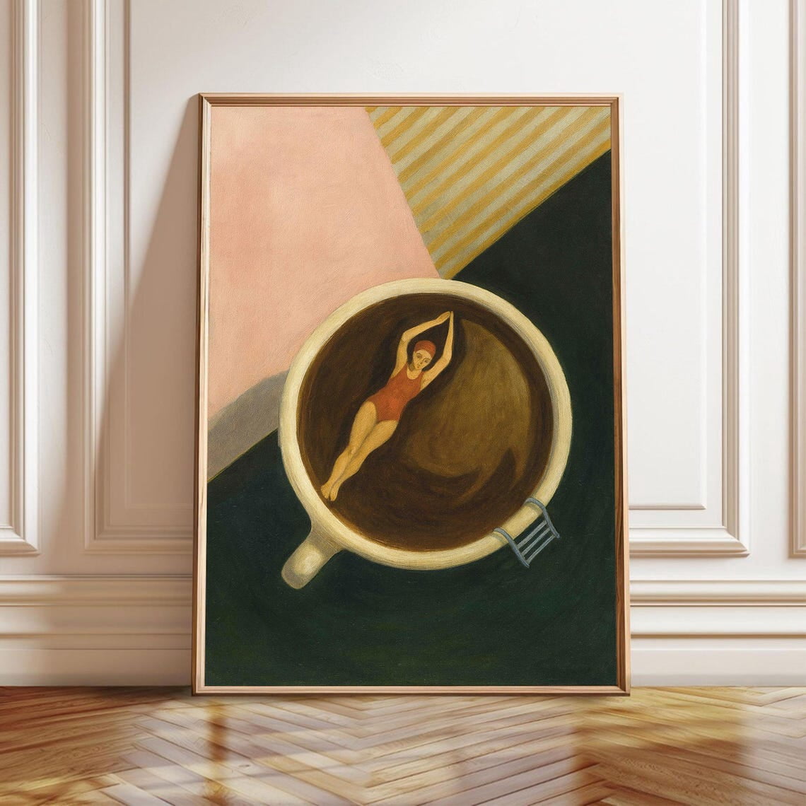 Miluva Printable Surreal Coffee Wall Art, Woman Swimmer Art, Coffee Bar ...