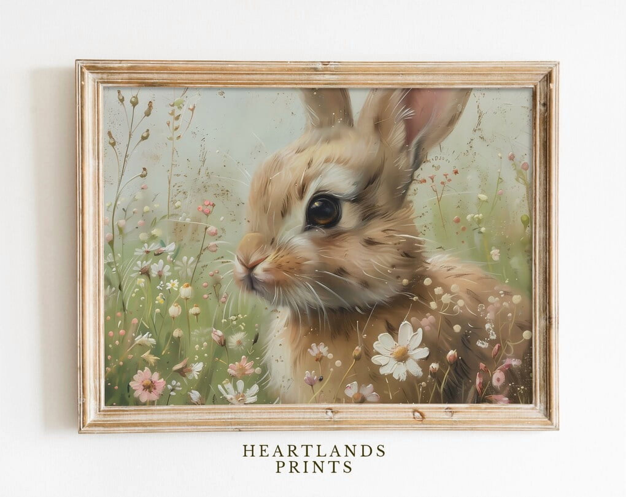 Miluva Printable Vintage Bunny Rabbit, Spring Wildflower Artwork ...