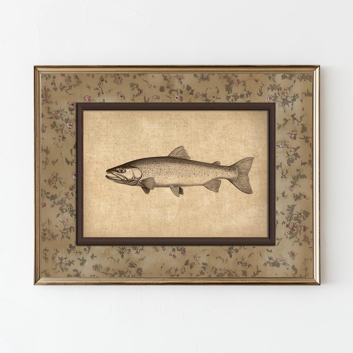 Miluva Printable Woodland Trout Art Rustic Fish Illustration For Cabin ...