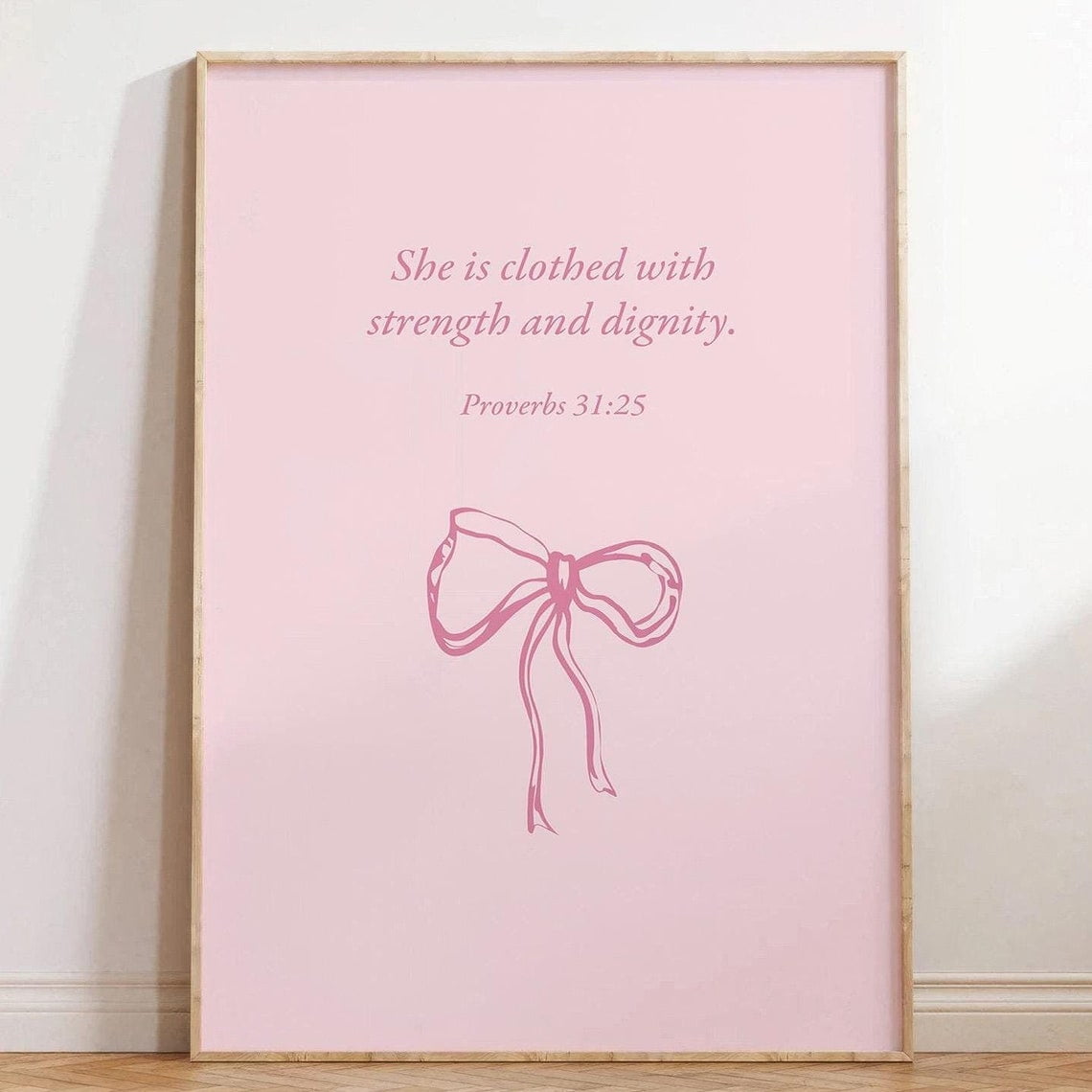 Miluva Proverbs 31:25 Wall Art Pink Christian Wall Art Girly Bible Verses Girls Biblical Poster ...