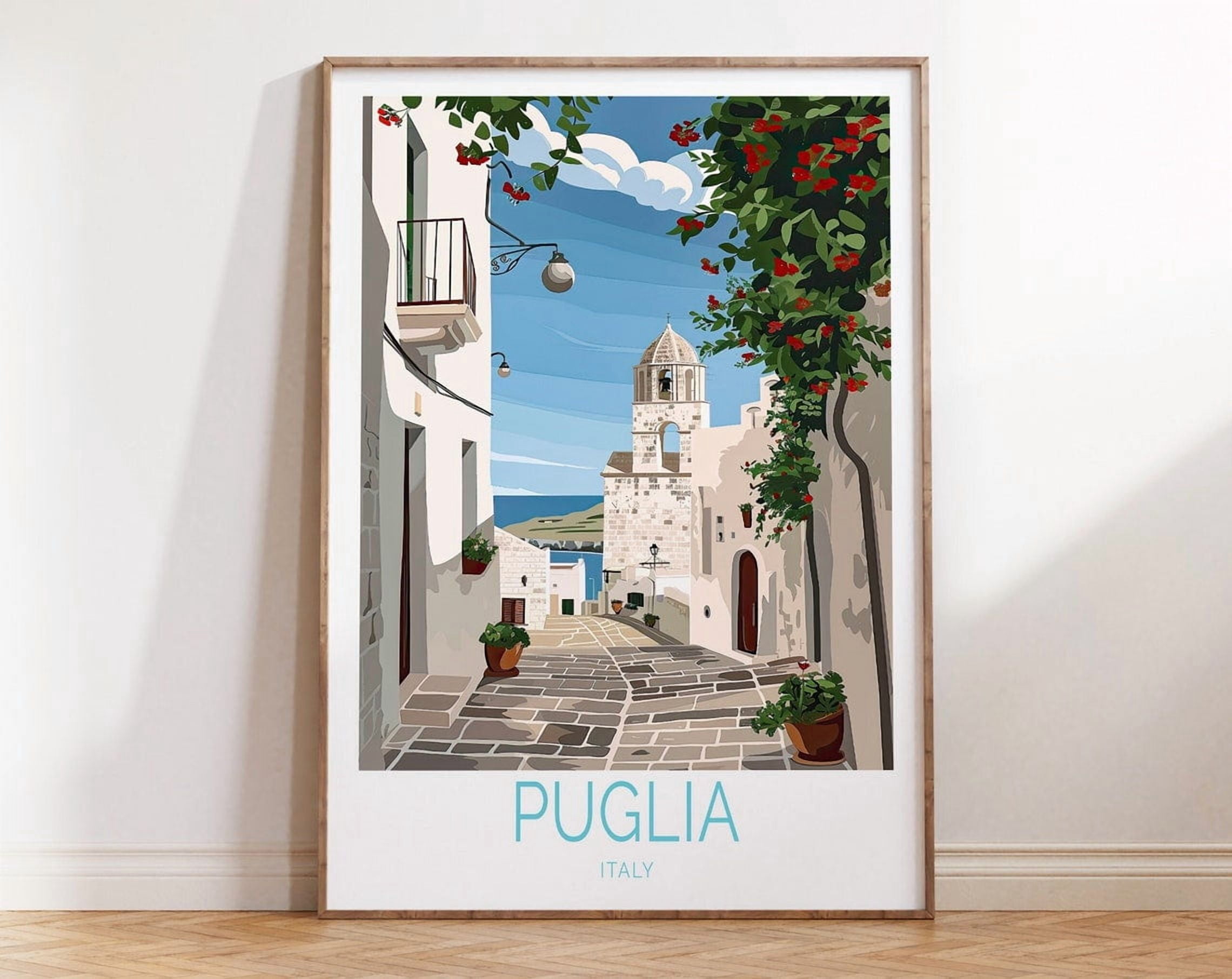 Miluva Puglia Poster, Italy Puglia Print, Italy Wall Art, Italy Coast ...
