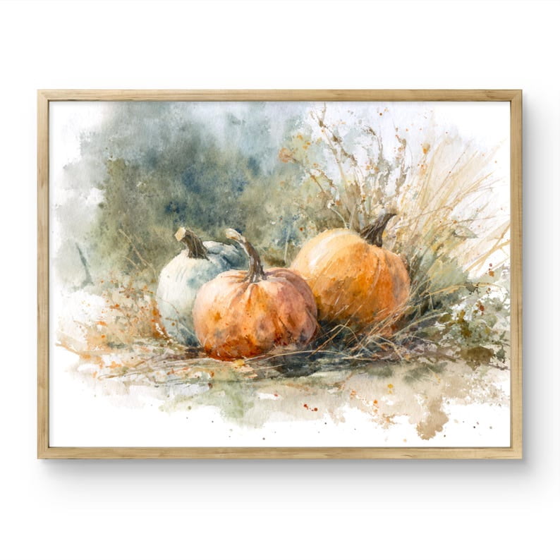 Miluva Pumpkin art print autumn poster rustic wall art pumpkins style ...