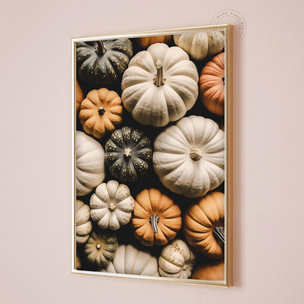 Miluva Pumpkins wall art – Autumn vertical print – Fall farmhouse wall ...