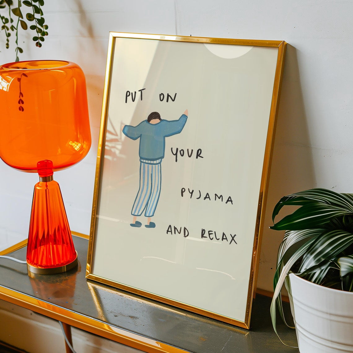 Miluva Put On Your Pyjama And Relax Print Cozy Wall Art For Bathroom ...