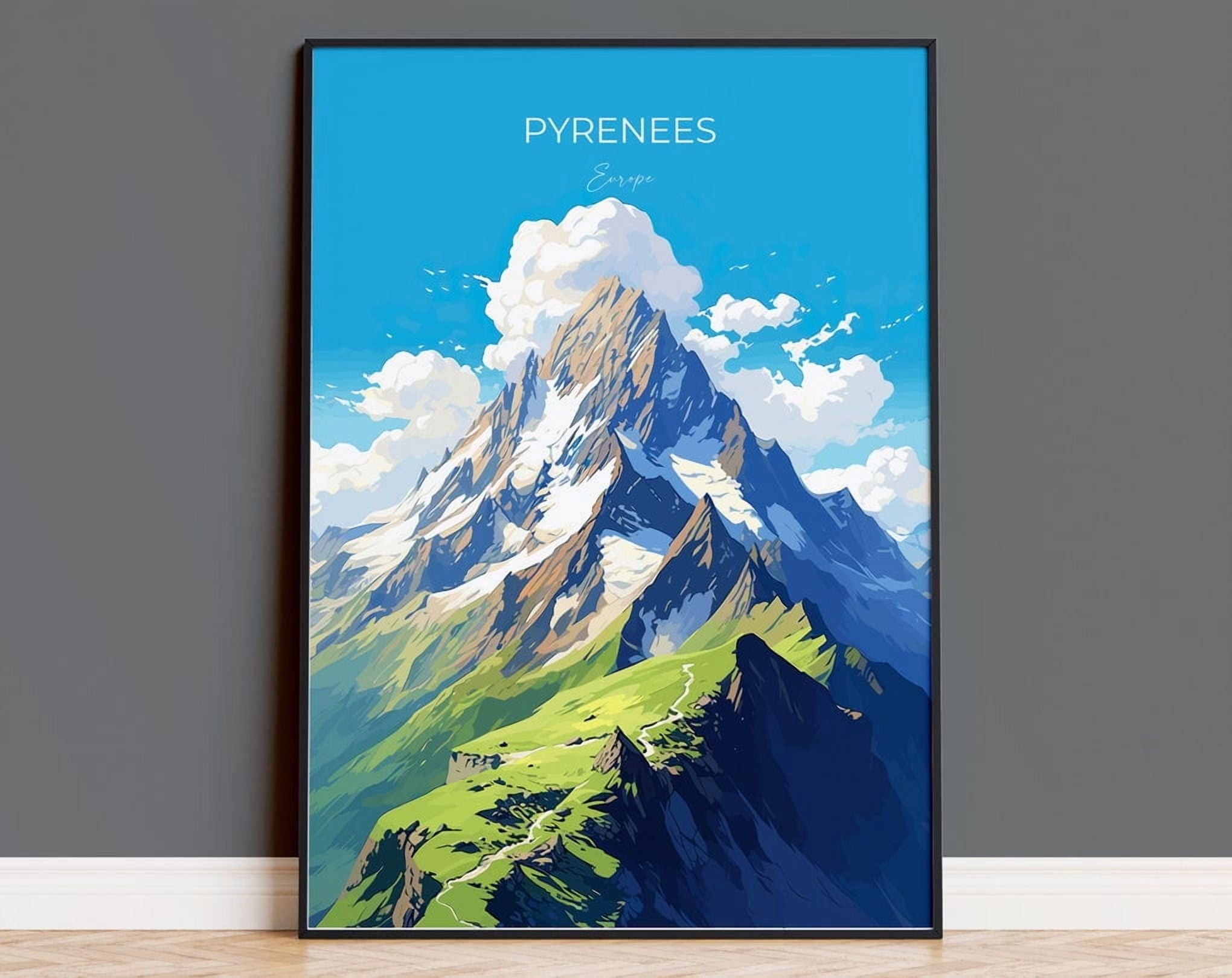 Miluva Pyrenees Travel Print, Travel Poster Of Pyrenees, Pyrenees Gift ...