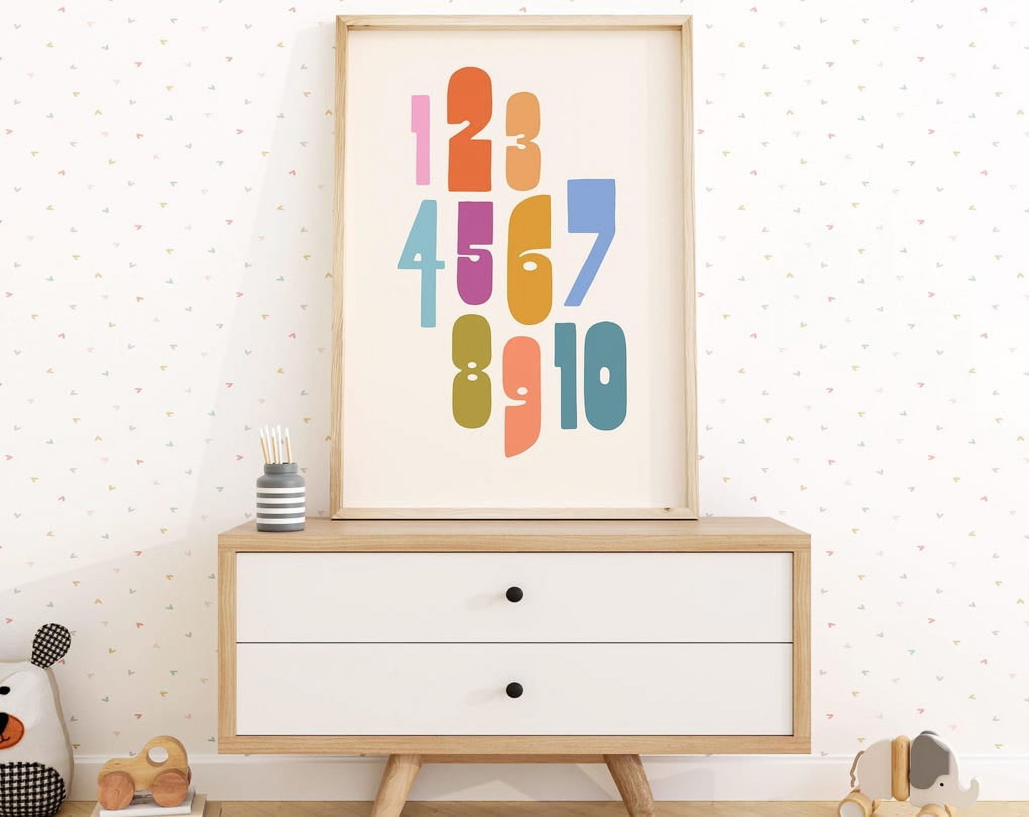 Miluva Quirky Number Print, Cute Kids Wall Art, Boho Playroom Decor ...