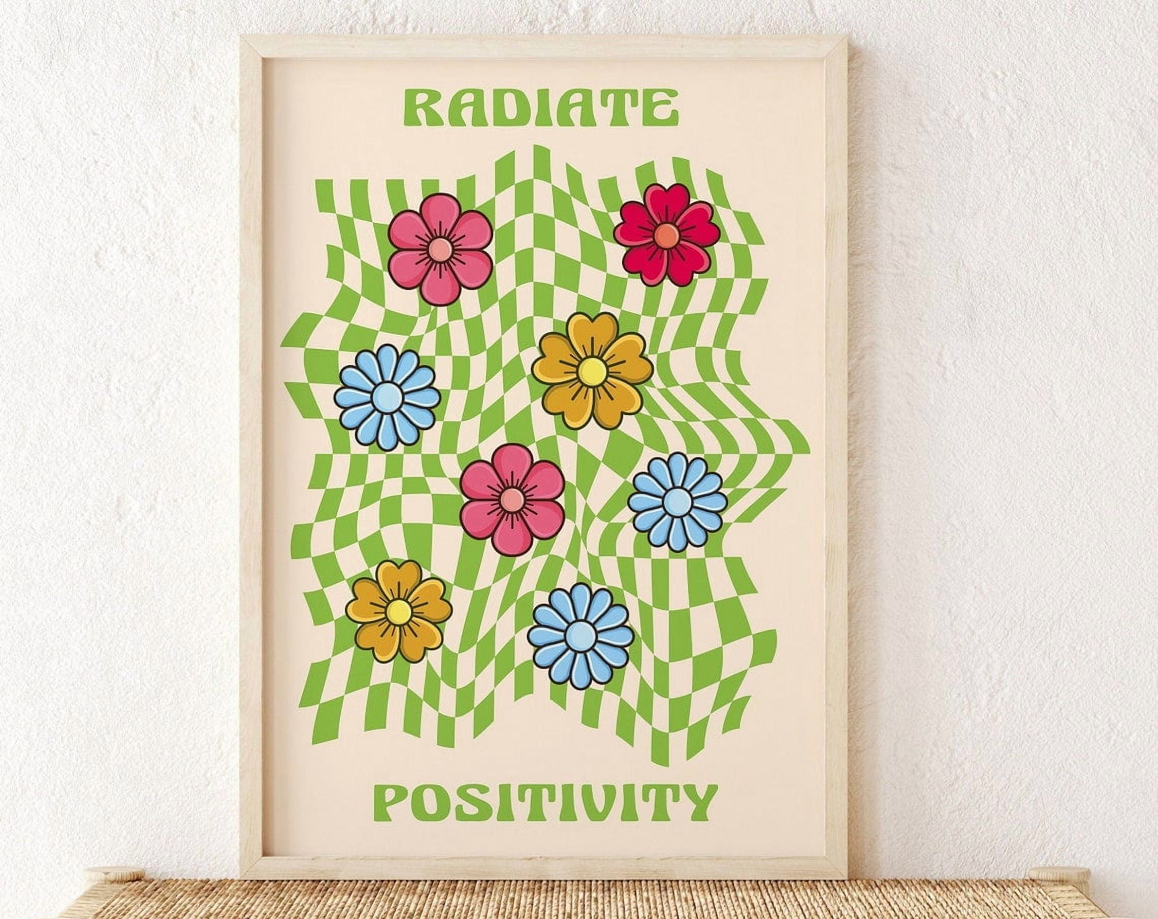 Miluva Radiate Positivity Groovy Poster, Retro Motivation Poster Home ...