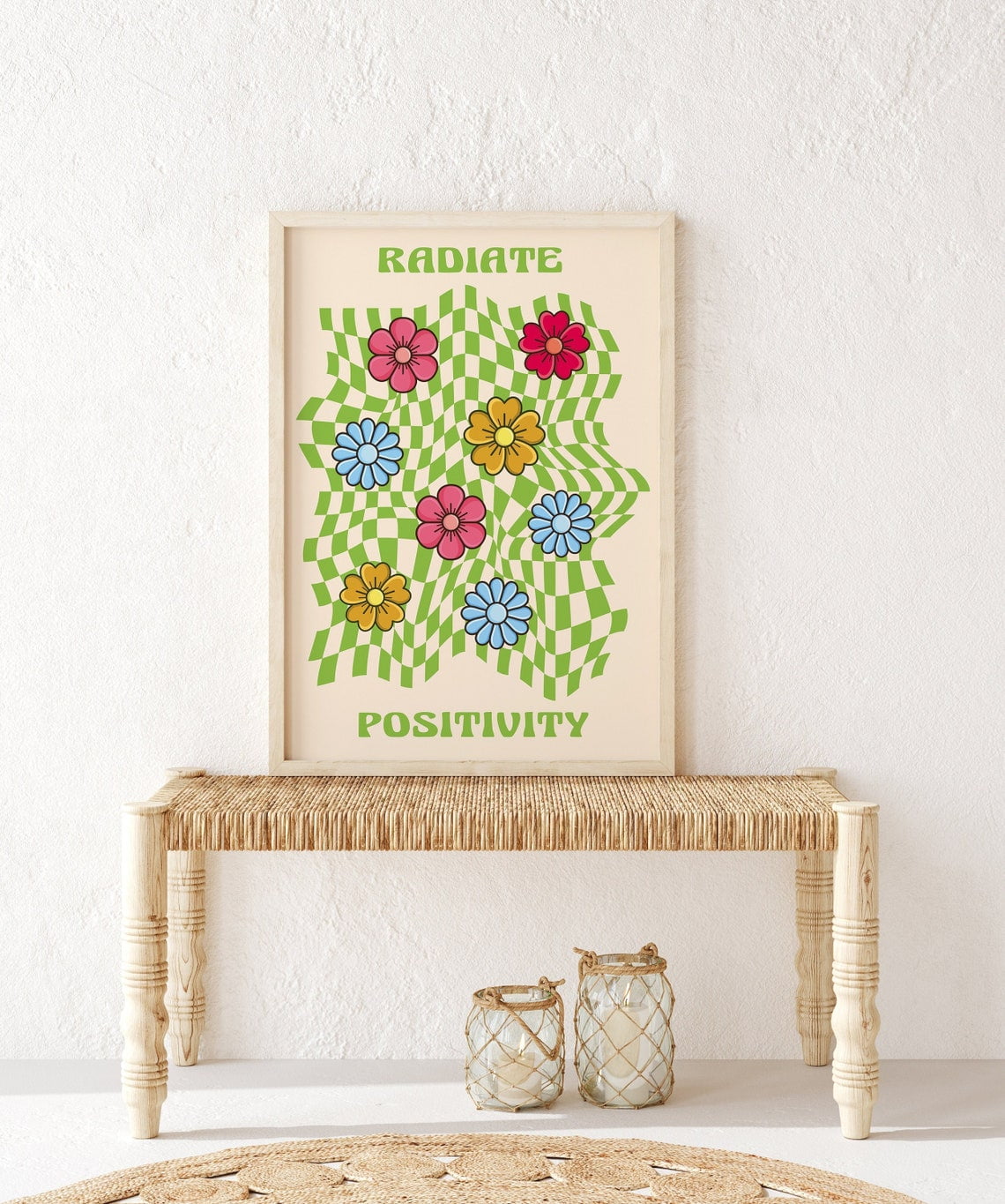 Miluva Radiate Positivity Groovy Poster, Retro Motivation Poster Home ...